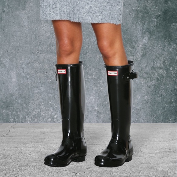 Hunter | Shoes | Hunter Original Tall Black Rubber Wellington Riding ...